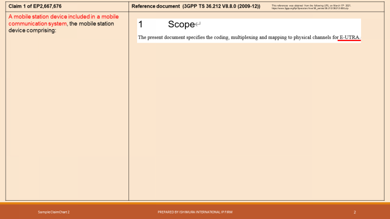 Sample Claim Chart 2 | Claim Chart Gallery | Ishimura International IP Firm